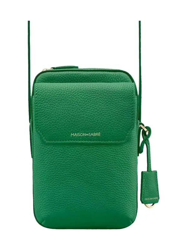 MAISON DE SABRE Zip Flap Leather Phone Pouch - Green