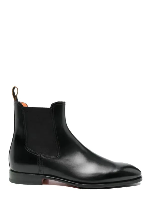 Santoni Leather Chelsea Boots - Black