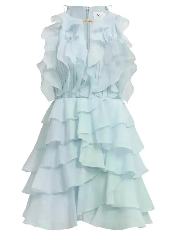 Aje Cleo Ruffled Tiered Mini Dress - Blue