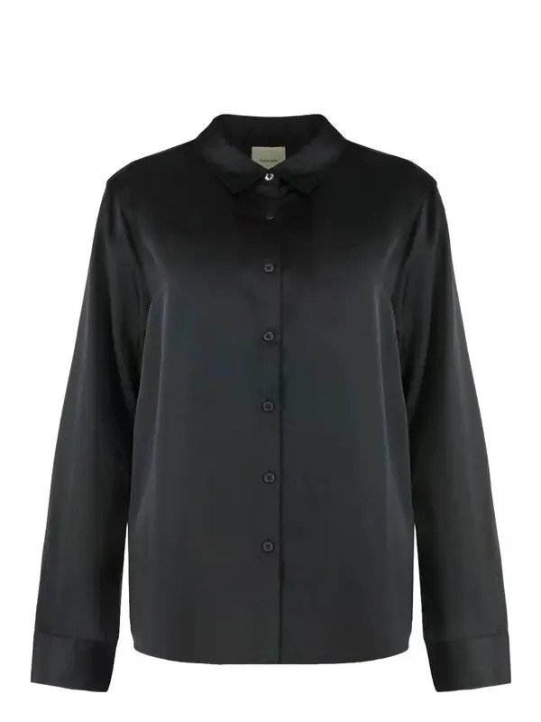 Calvin Klein Satin Long-sleeve Shirt - Black