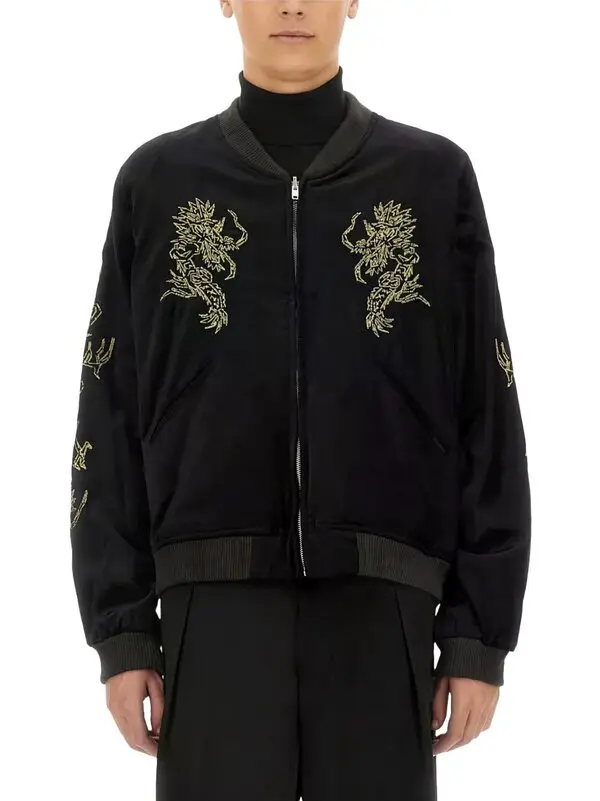SASQUATCHFABRIX Dragon-embroidered Bomber Jacket - Black