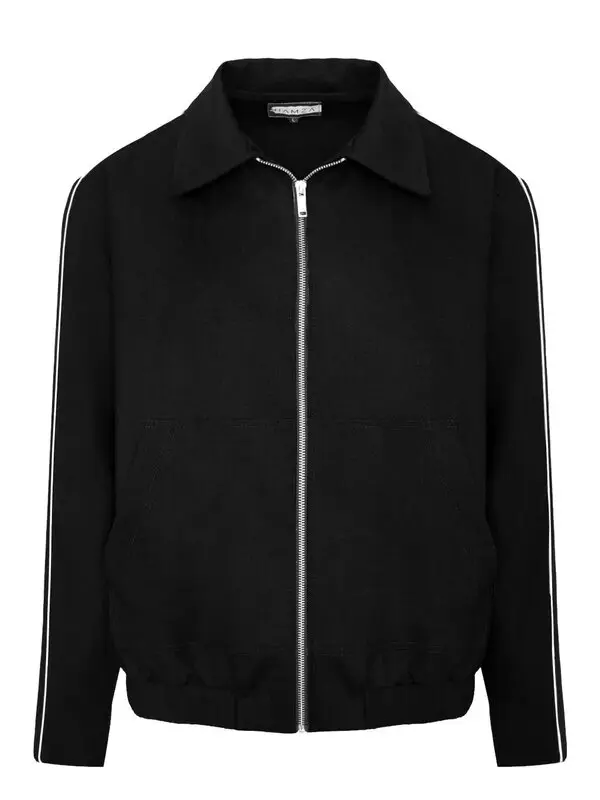 HAMZA Zipped Striped Jacket - Black