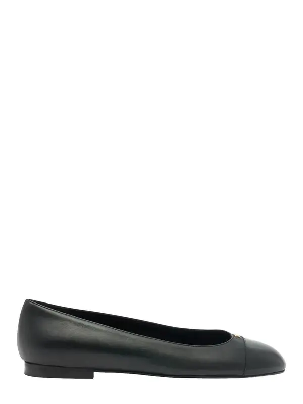 Bally Toe-cap B-chain Leather Ballet Flat - Black