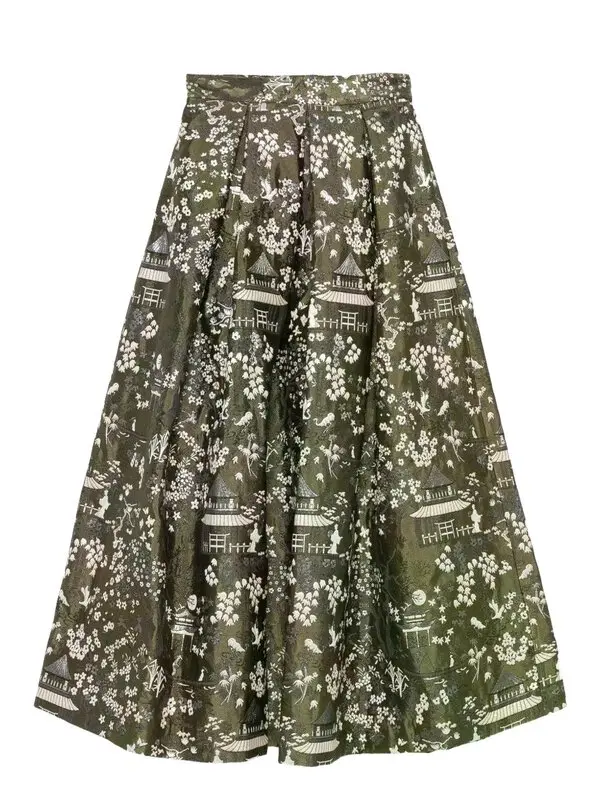 LUNATICA MILANO Floral Print Pleated Skirt - Green