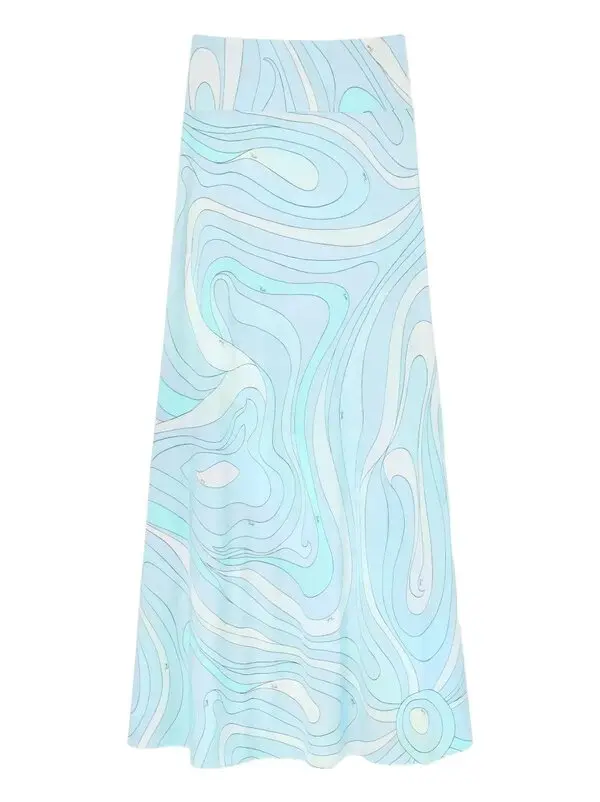Emilio Pucci Marmo-print Maxi Skirt - Blue