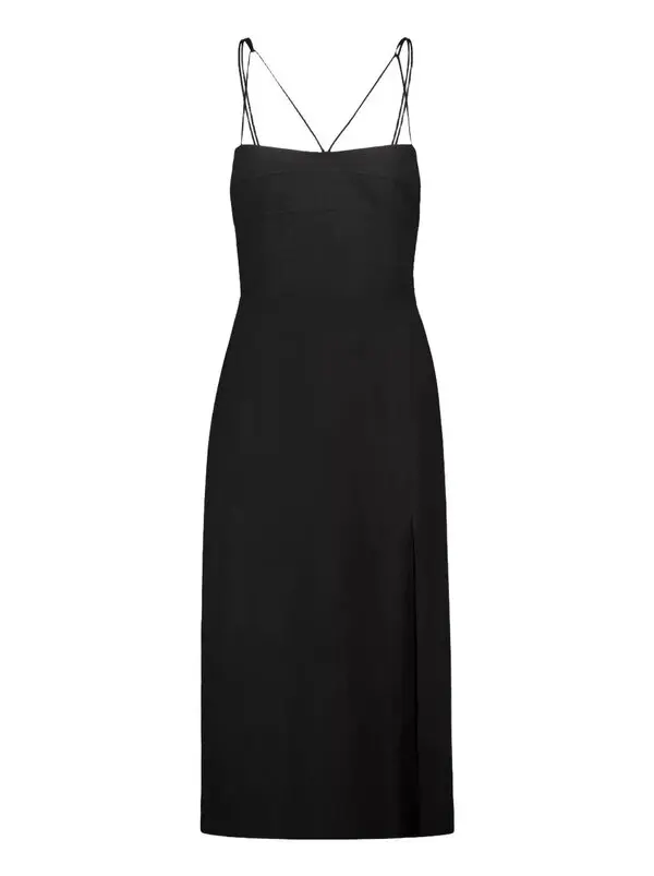 DRHOPE Horizontal Cuts Braided Straps Dress - Black