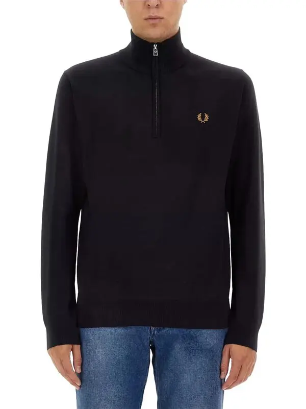 Fred Perry Logo-detail Half-zip Sweater - Blue