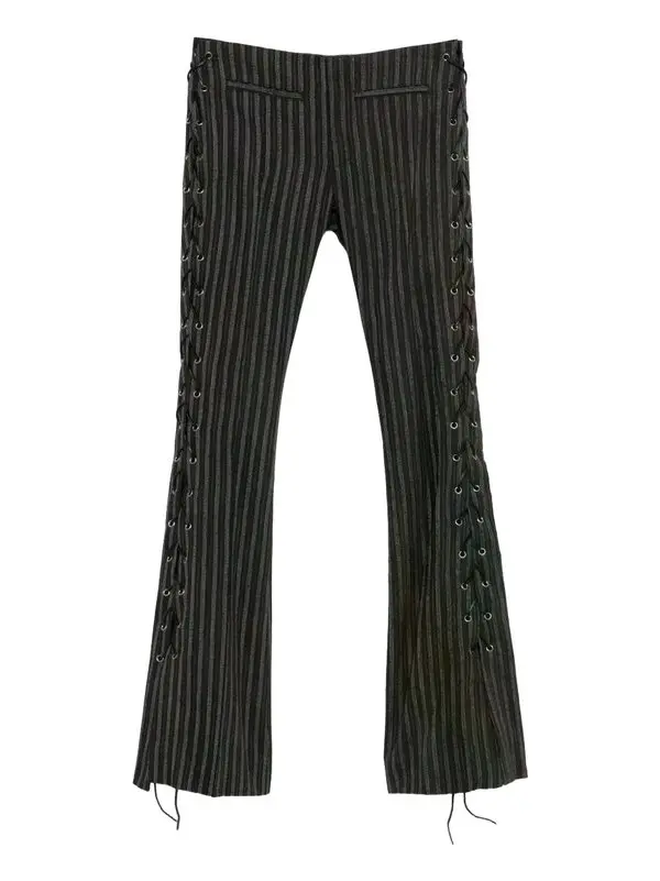 ANN DEMEULEMEESTER Kel Striped Lace-up Trousers - Grey