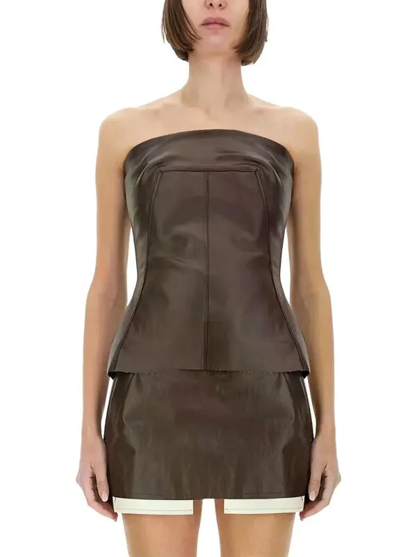 Rick Owens Zip Bustier Top - Brown
