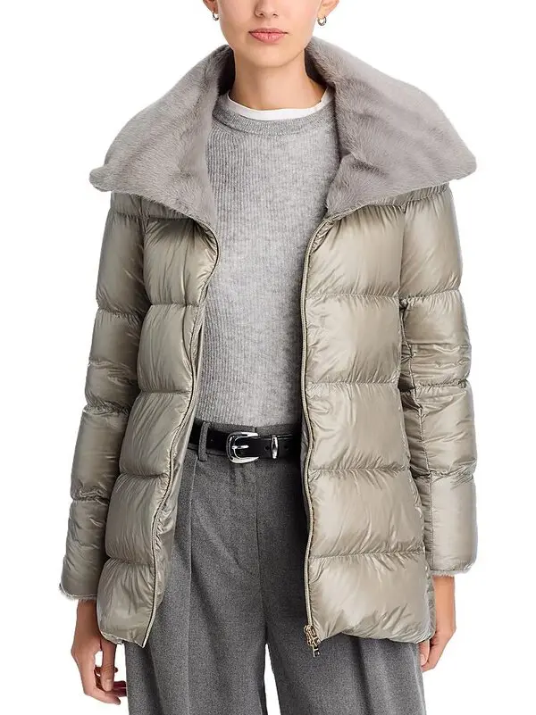 Herno Ultralight Down High-low Mid-length Coat - Grigio Perla