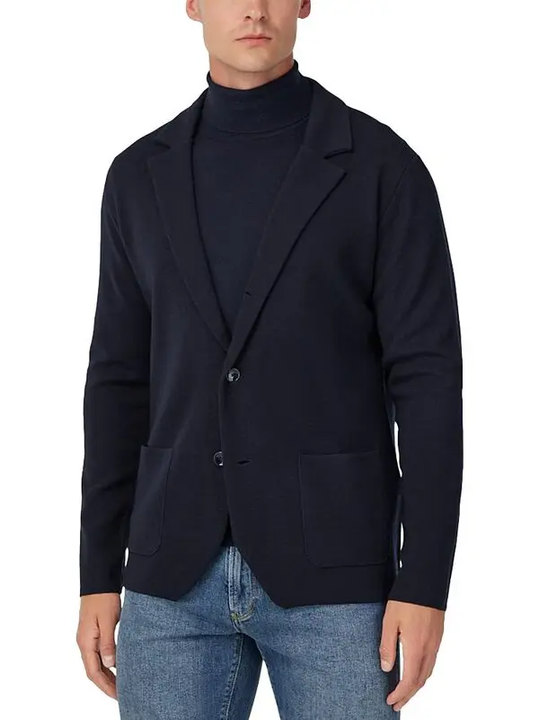Boggi Milano Extra Fine Merino Wool Knitted Regular Fit Blazer - Navy Blue