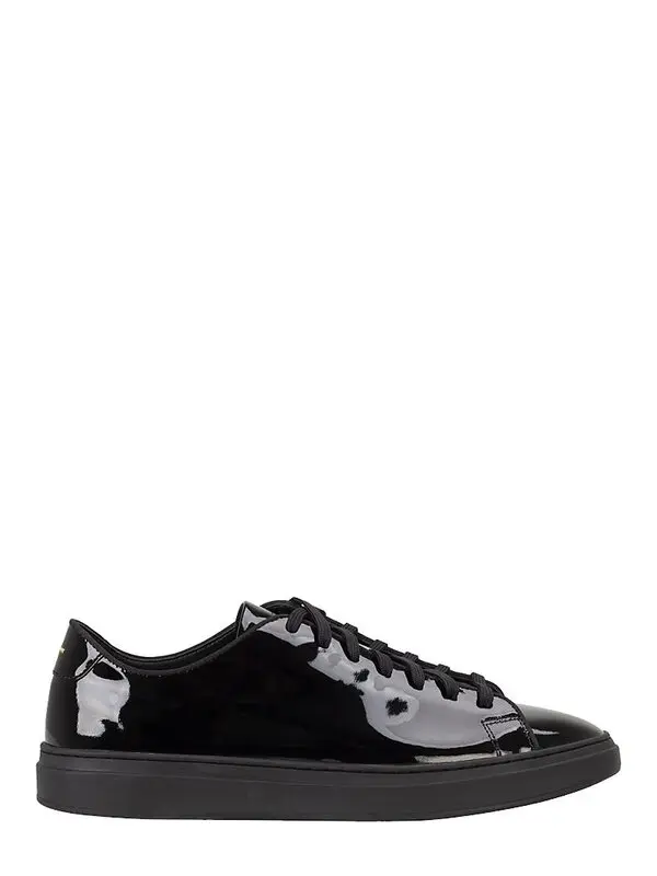 BOSS Lace Up Patent Leather Sneakers - Black