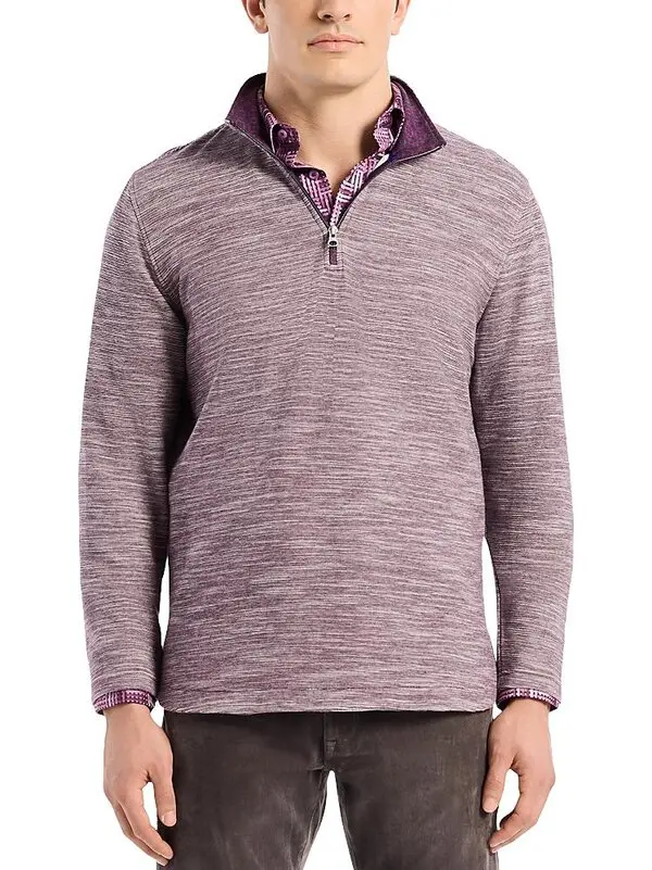 Robert Graham Long Sleeve Quarter Zip Knit Pullover - Berry
