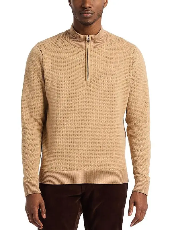 Robert Graham Walton Long Sleeve Quarter Zip Sweater - Camel