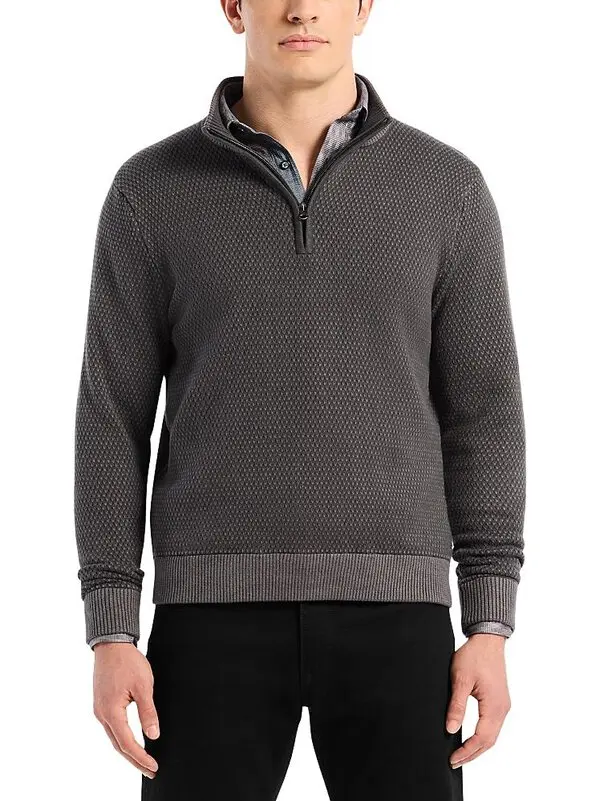 Robert Graham Walton Long Sleeve Quarter Zip Sweater - Charcoal