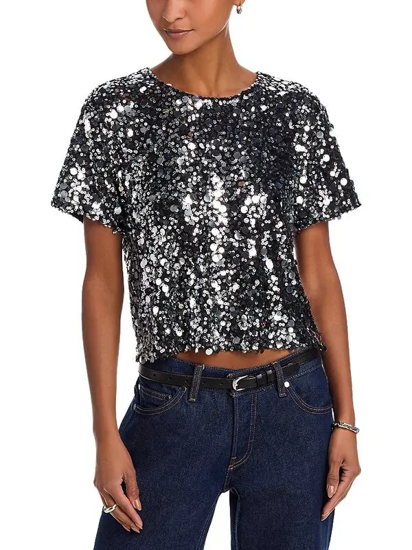 Steve Madden Cressa Embellished Top - Silver