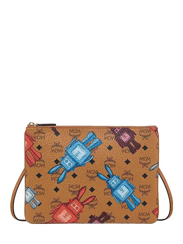 Mcm Aren Visetos Shoulder Bag - Cognac