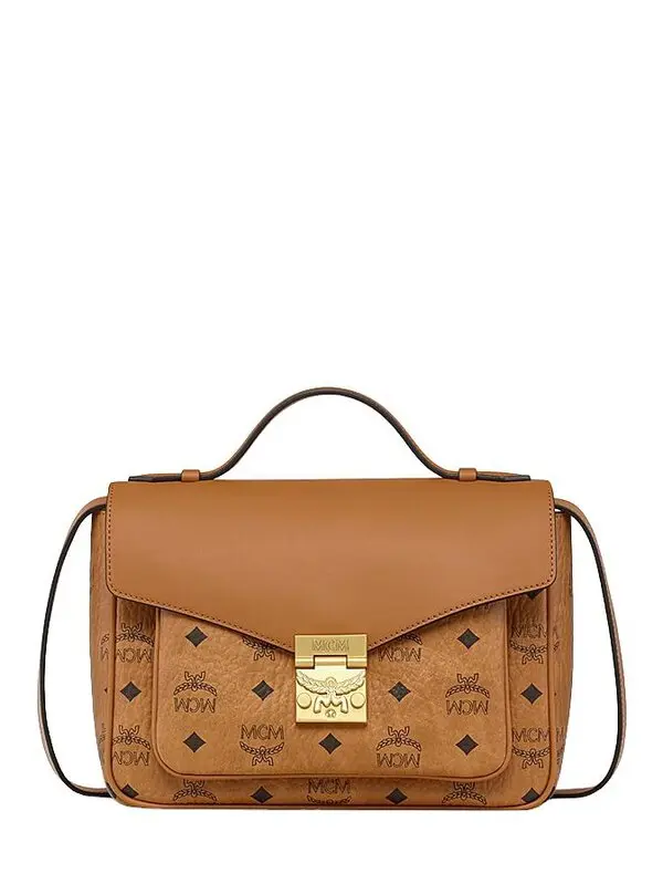 Mcm Tracy Small Visetos Satchel - Cognac