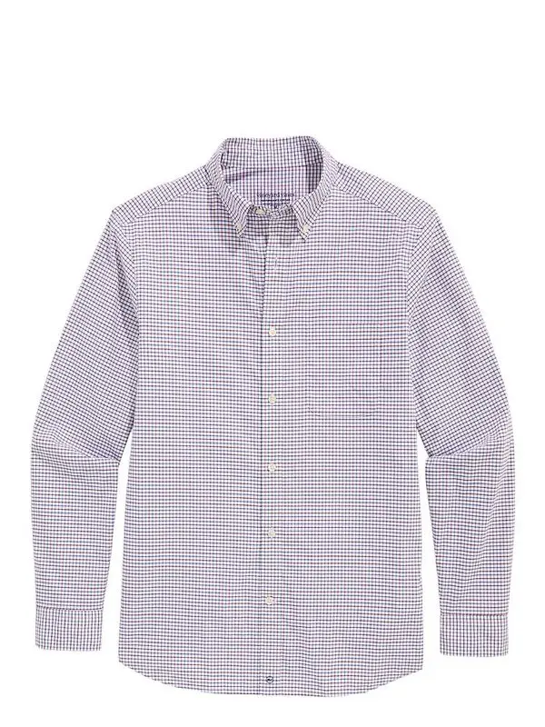 Vineyard Vines Wauwinet Tattersall Performance Cotton Shirt - Crimson