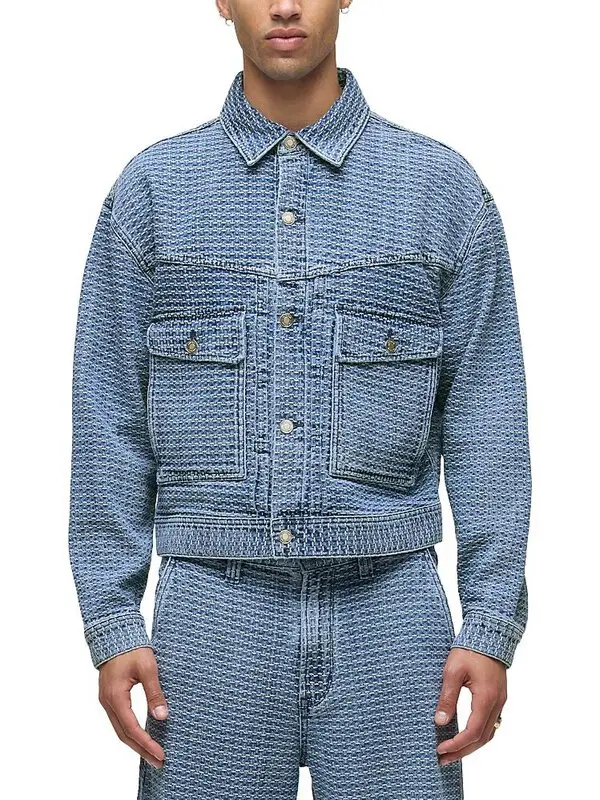 Hudson Jeans Jacquard Trucker Jacket - Jacquard Indigo