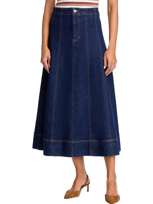 Veronica Beard Alix Circle Denim Skirt - Indigo Rinse