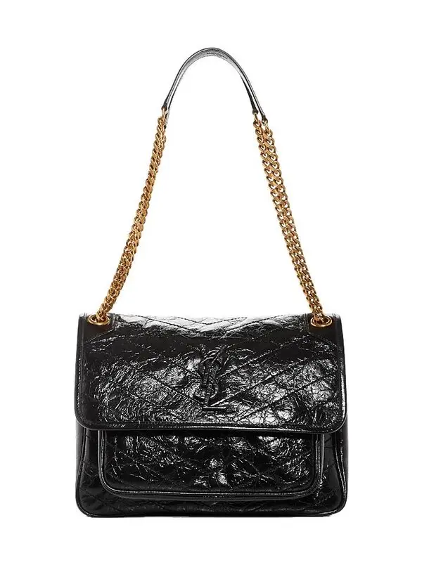 Saint Laurent Niki Medium Shoulder Bag - Noir Vintage Leather/gold