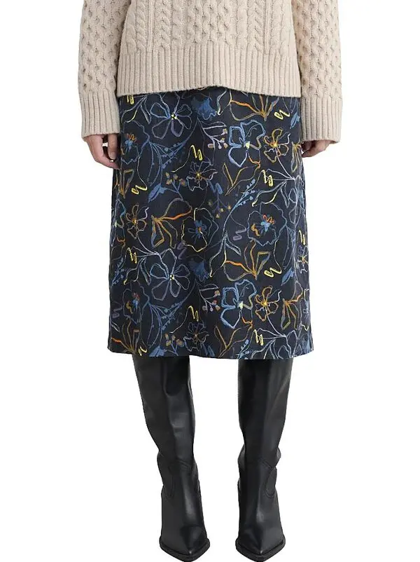 SEASALT CORNWALL A-line Skirt - Drawn Floral Maritime