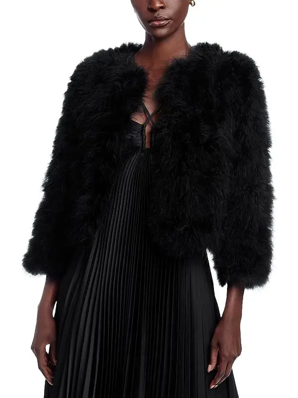Adrienne Landau Marabou Feather Jacket - Black Onyx