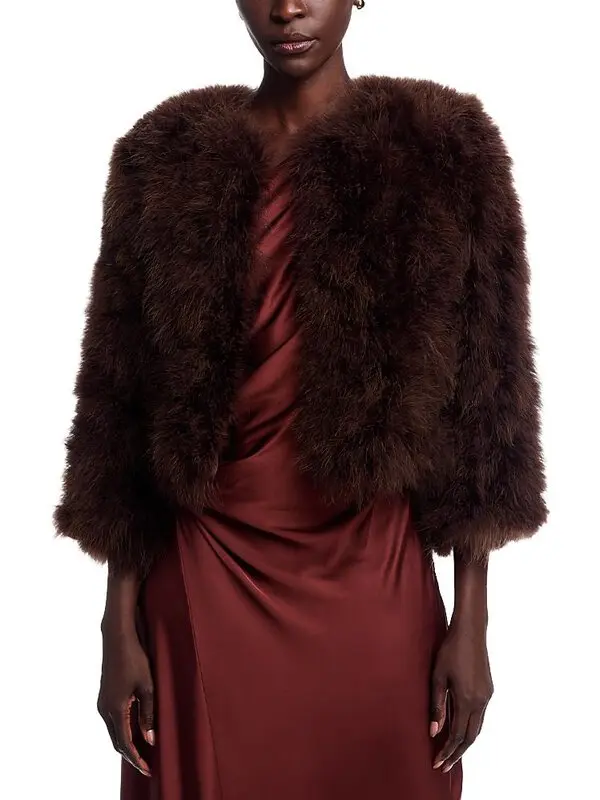 Adrienne Landau Marabou Feather Jacket - Potting Soil