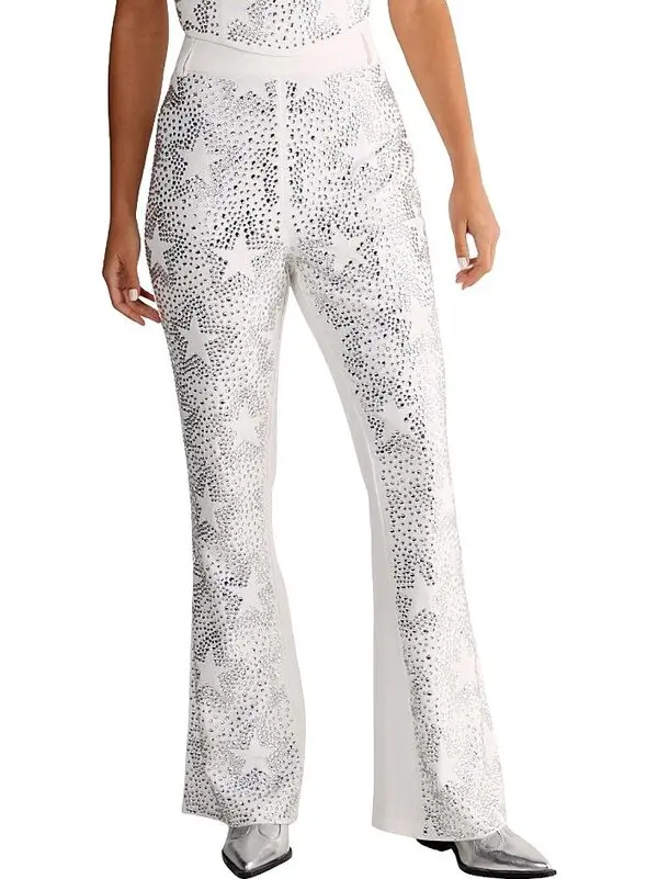 Nasty Gal Star Diamante Tailored Flare Trousers - Ivory