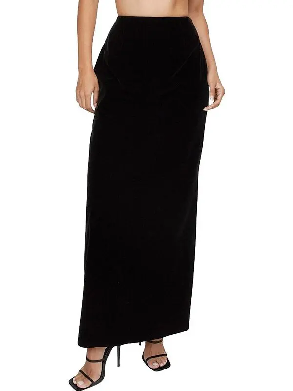 Nasty Gal Velvet Maxi Skirt With Slit - Black