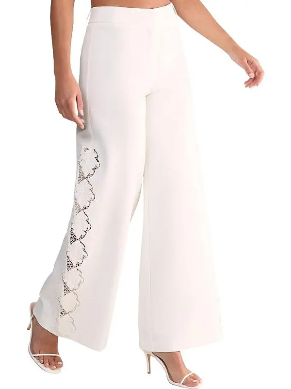 Nasty Gal Cutwork Side Tailored Wide Leg Pants - White