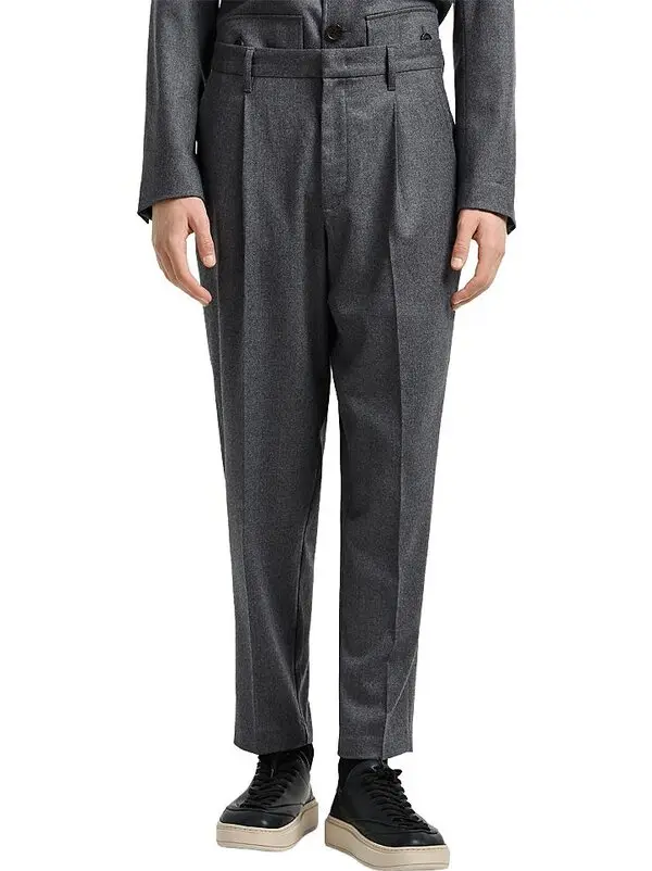 Emporio Armani Relaxed Fit Wool Trousers - Solid Light