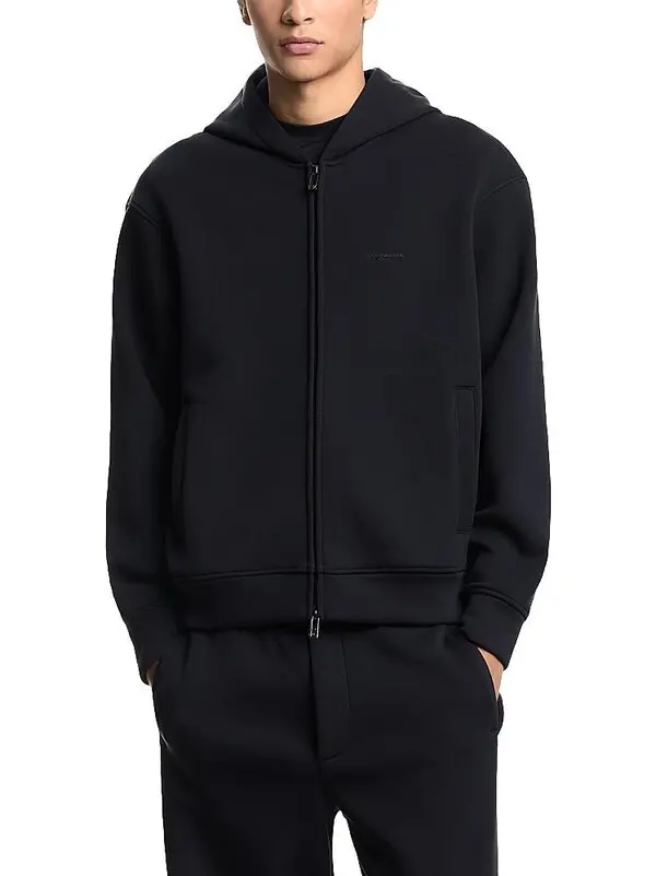 Emporio Armani Jersey Zip-up Hoodie - Solid Blue