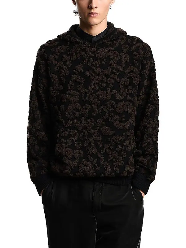 Emporio Armani Wool Hooded Pullover Sweater - Solid Black