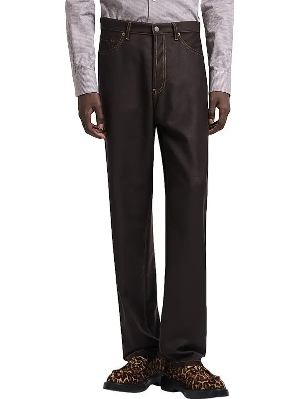Emporio Armani Denim Effect Wool Pants - Solid Dark