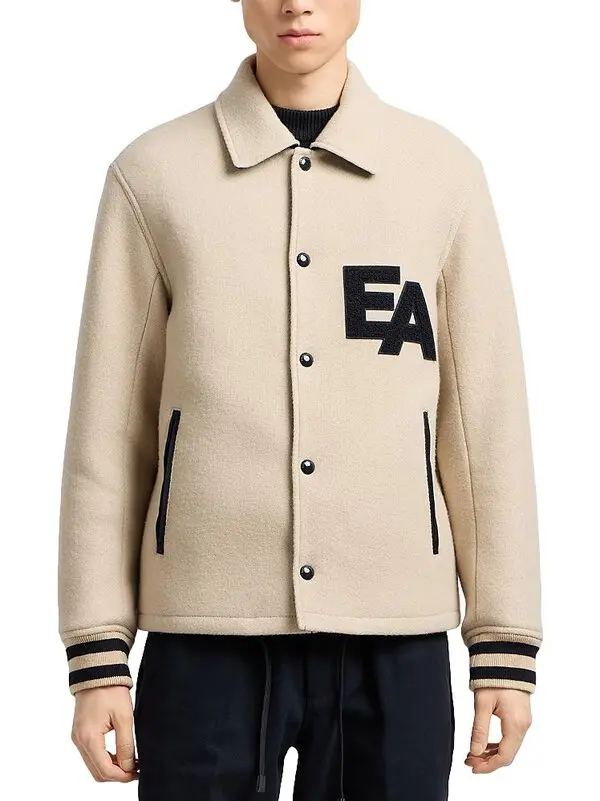 Emporio Armani Wool Varsity Jacket - Solid Light