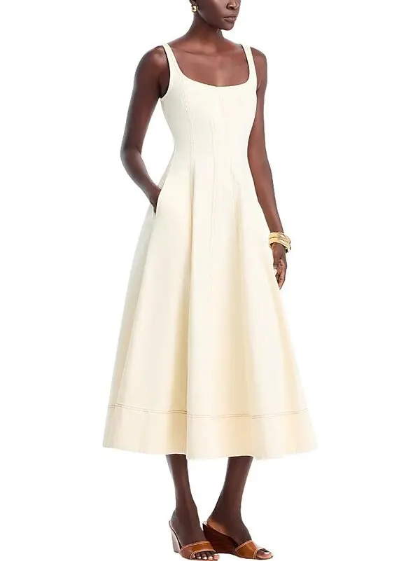 TOCCIN Sculpted Midi Dress - Ivory