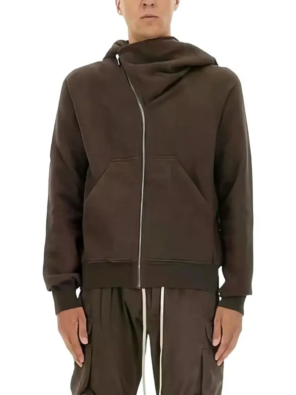 Rick Owens Asymmetrical-zipper Hoodie - Brown