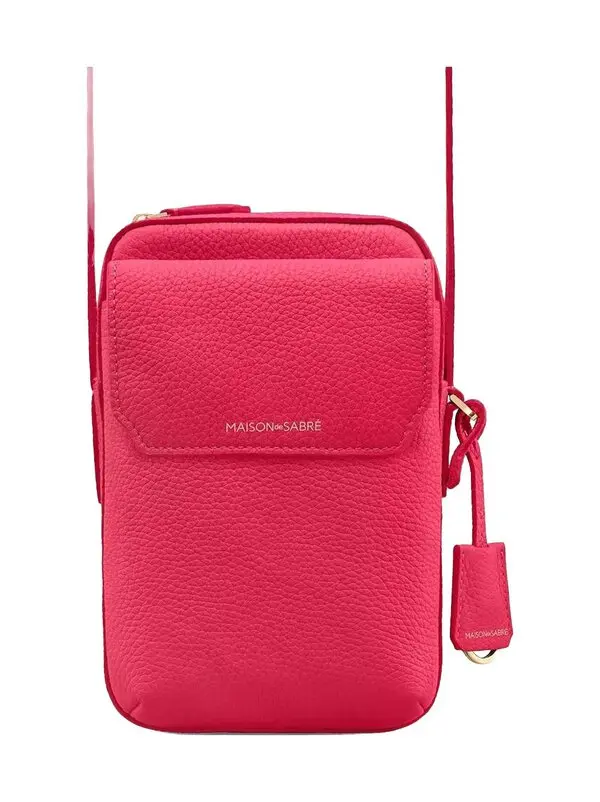 MAISON DE SABRE Zipped Flap Leather Phone Pouch - Pink