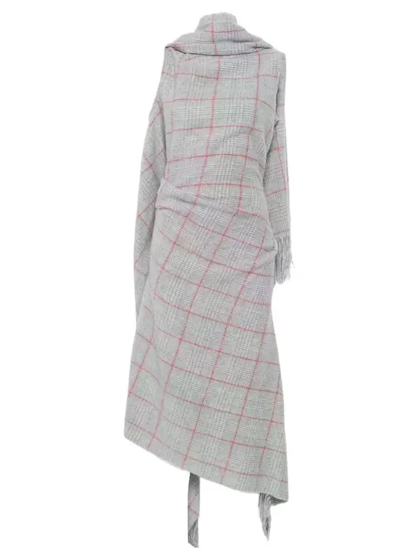 Jean Paul Gaultier Fringed Plaid Dress - Grey