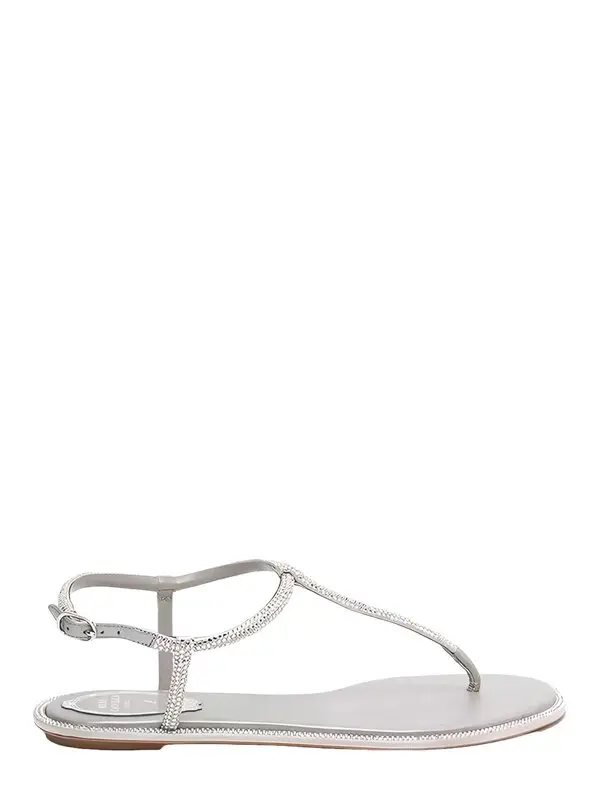 Rene Caovilla Embellished T-strap Sandals - Grey