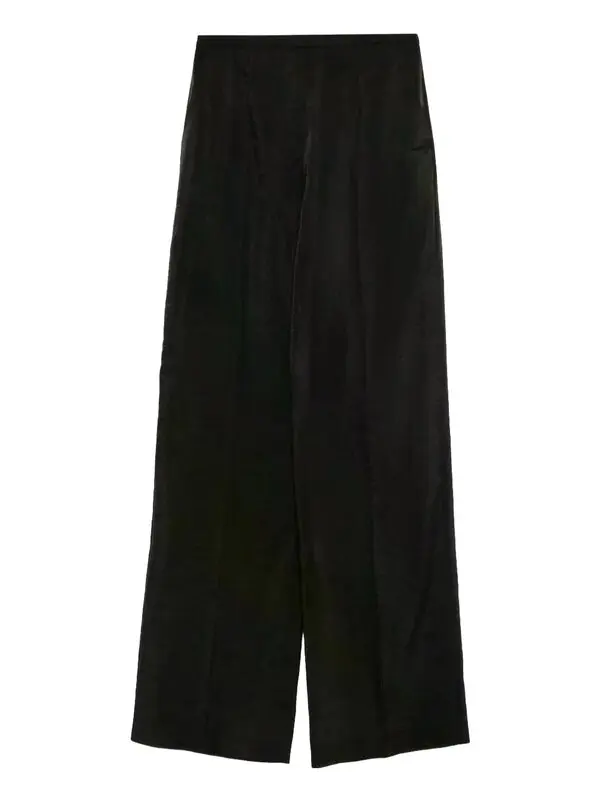 OCCLEUS Wide Leg Silk Pants - Black