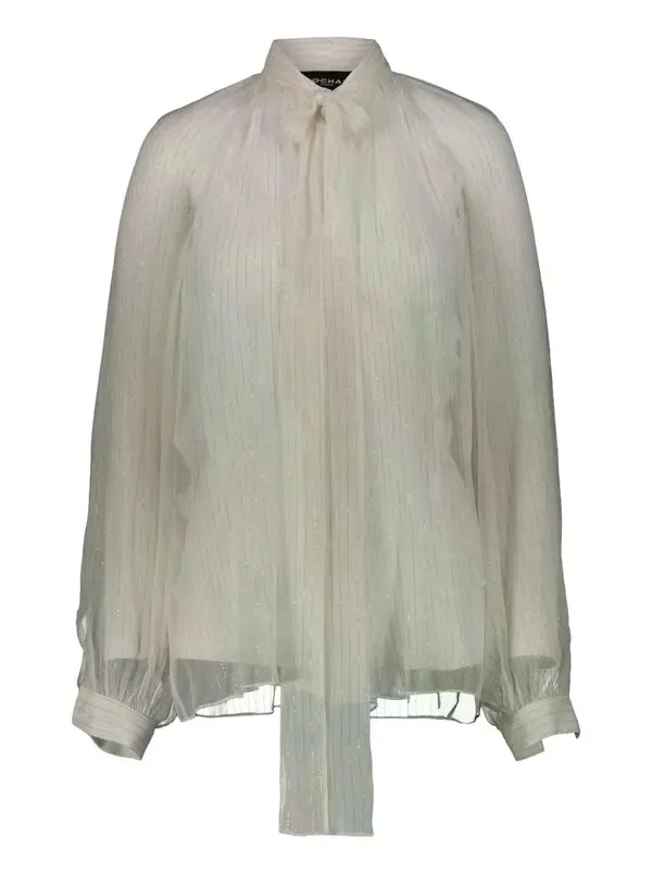 Rochas Striped Chiffon Shirt - Neutrals