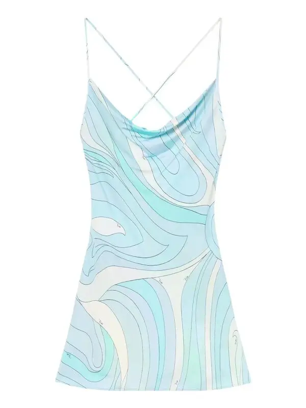 Emilio Pucci Marmo-print Mini Dress - Blue