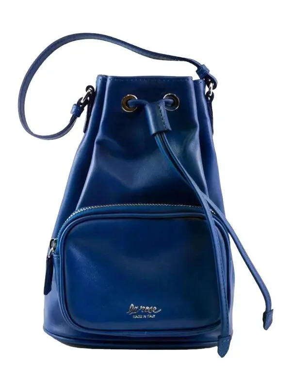 LA ROSE Leather Bucket Bag - Blue