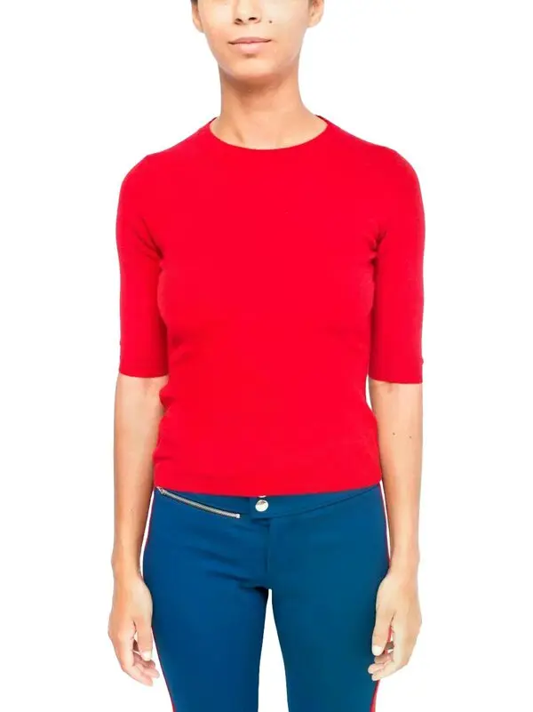 LA ROSE Round-neck Short-sleeve Jumper - Red