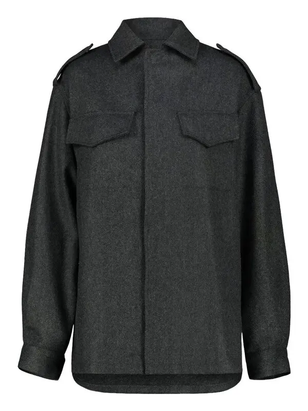 DRHOPE Flap Pockets Shirt Jacket - Grey