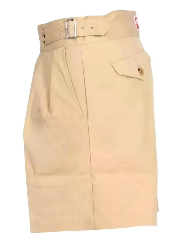 Kenzo Belted Pleated Shorts - Neutrals