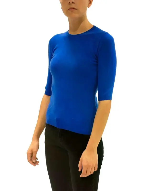 LA ROSE Crew-neck Cashmere T-shirt - Blue